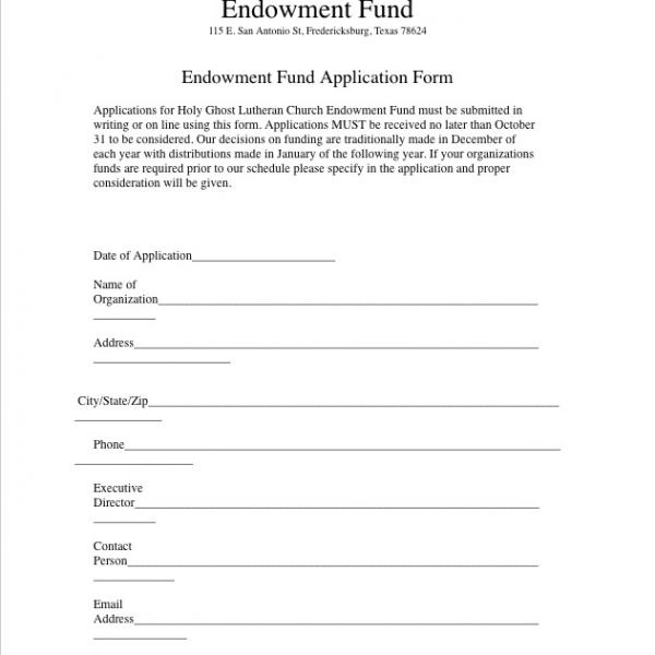 Endowment Fund Documents – Holy Ghost Lutheran Church